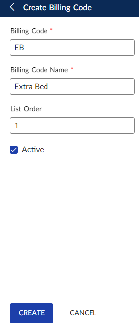 Creating Billing Codes