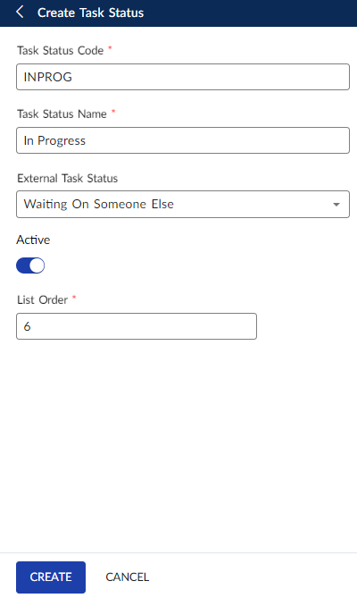 Creating Task Status Codes