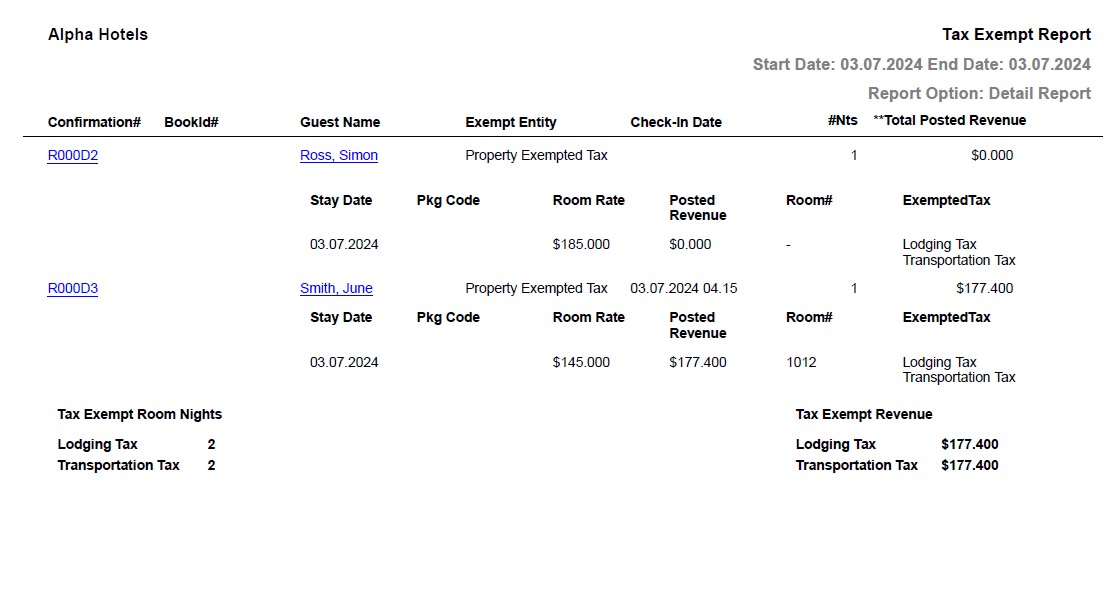 Tax Exempt Report